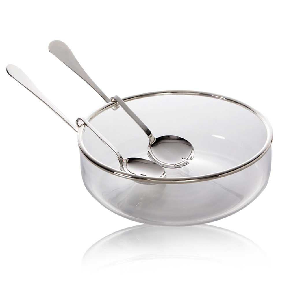 Wolff | saladeira com aro e par de talheres em prata 35 cm v2 wolff